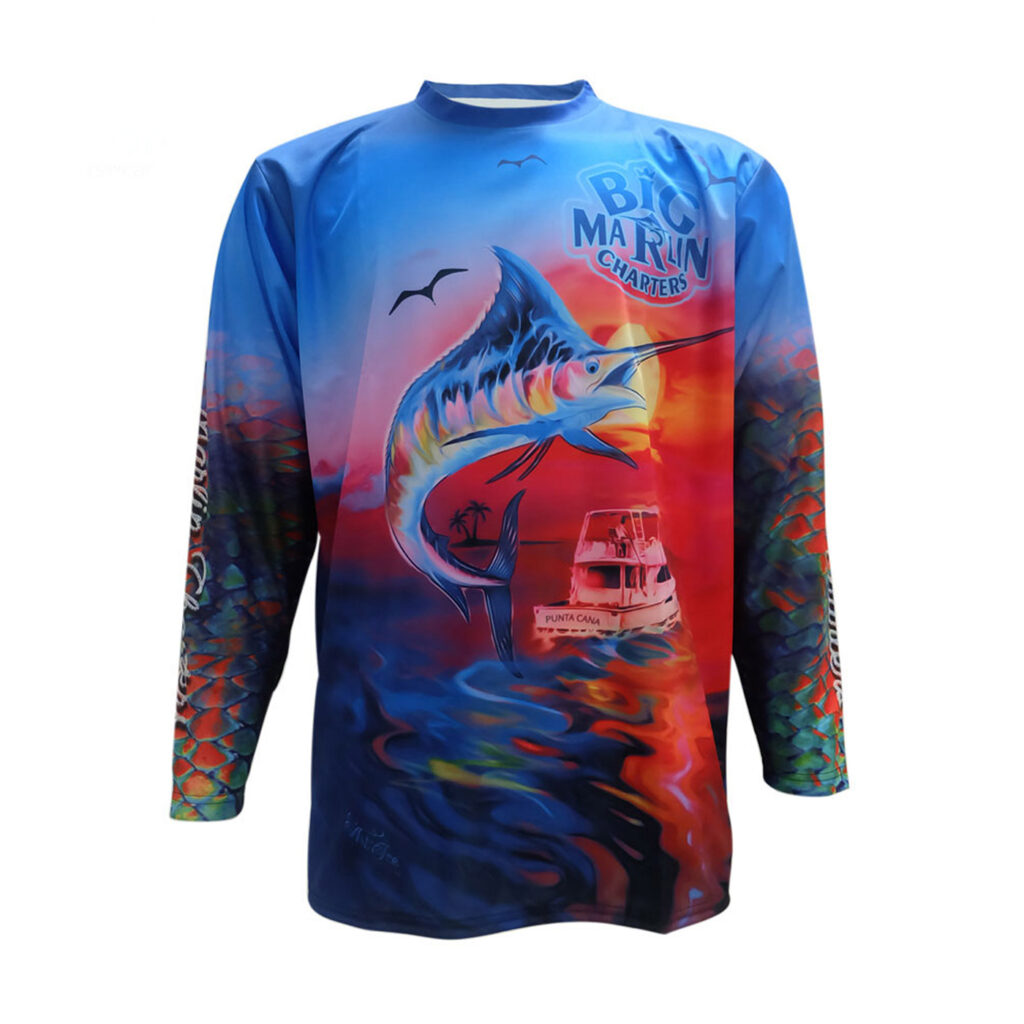 Big Marlin Charters First Mate Azul Long Sleeve t-shirt sale